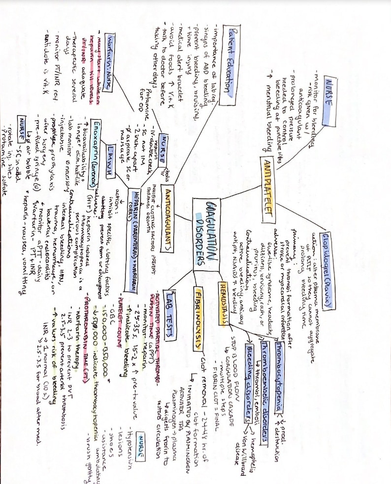 PHARM Concept Maps: Coagulation Disorders - Etsy