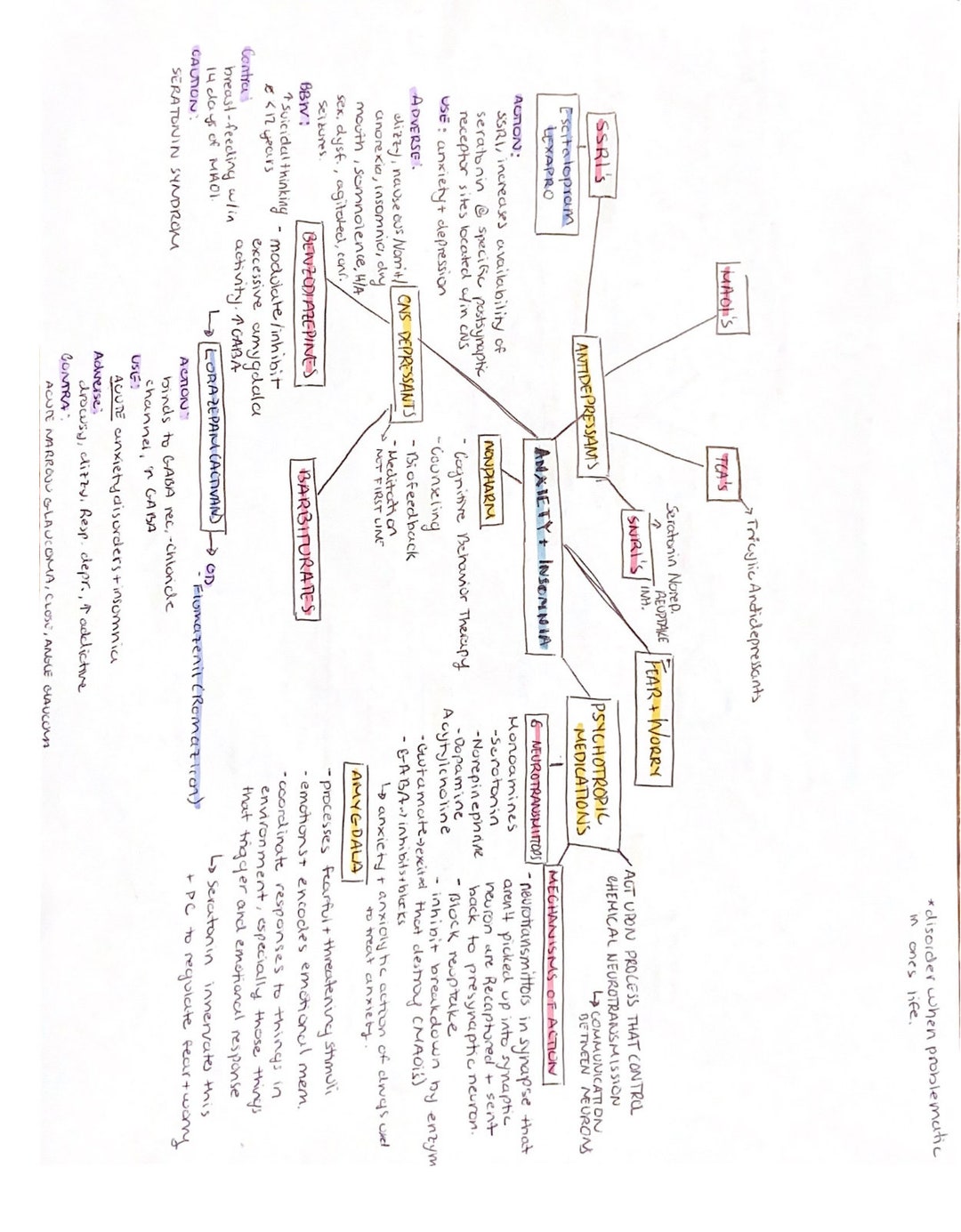 PHARM Concept Maps: Anxiety and Insomnia - Etsy