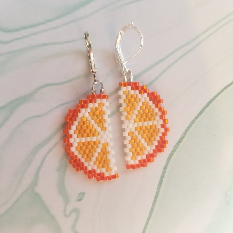 Orange Slice Miyuki Seed Bead Brickstitched Earring Set - Etsy