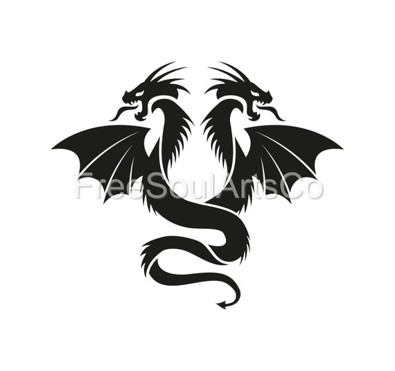 Dragon Svg. Dragon Clipart. Two Headed Fire Breathing Dragon - Etsy