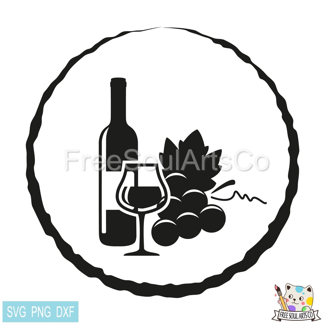 Wine Glass, Bottle and Grape Cluster Svg. Wine Svg. Winery Svg Clipart ...