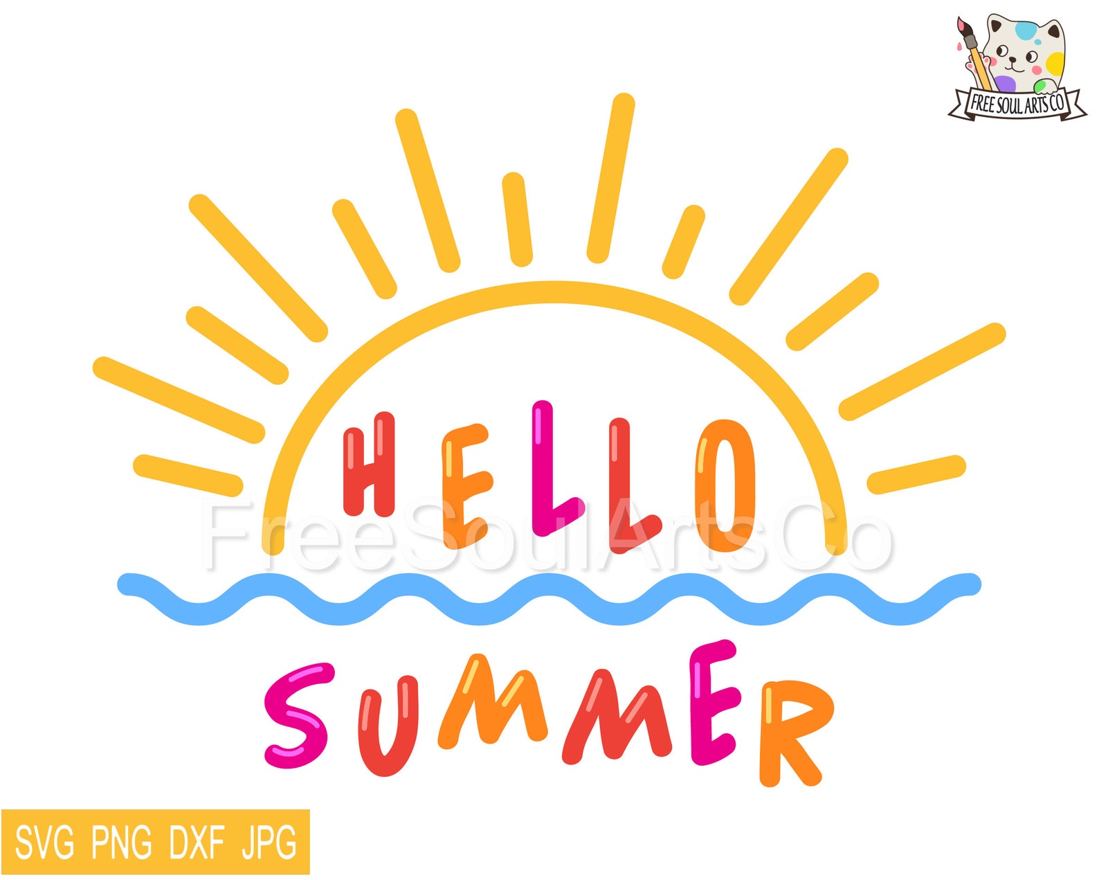 Hello Summer Svg. Summer Sun Ocean Waves Svg. Summer Saying Svg. Summer ...
