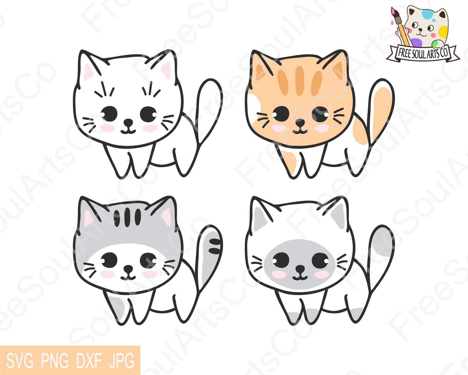 Cat Svg Kittens Bundle Svg Cute Cat Svg Cute Kitten Svg Etsy