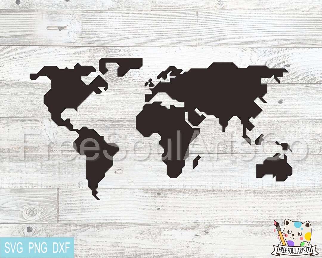 World Map Svg. Simple Continents Shape. Stylized World Map. Map ...