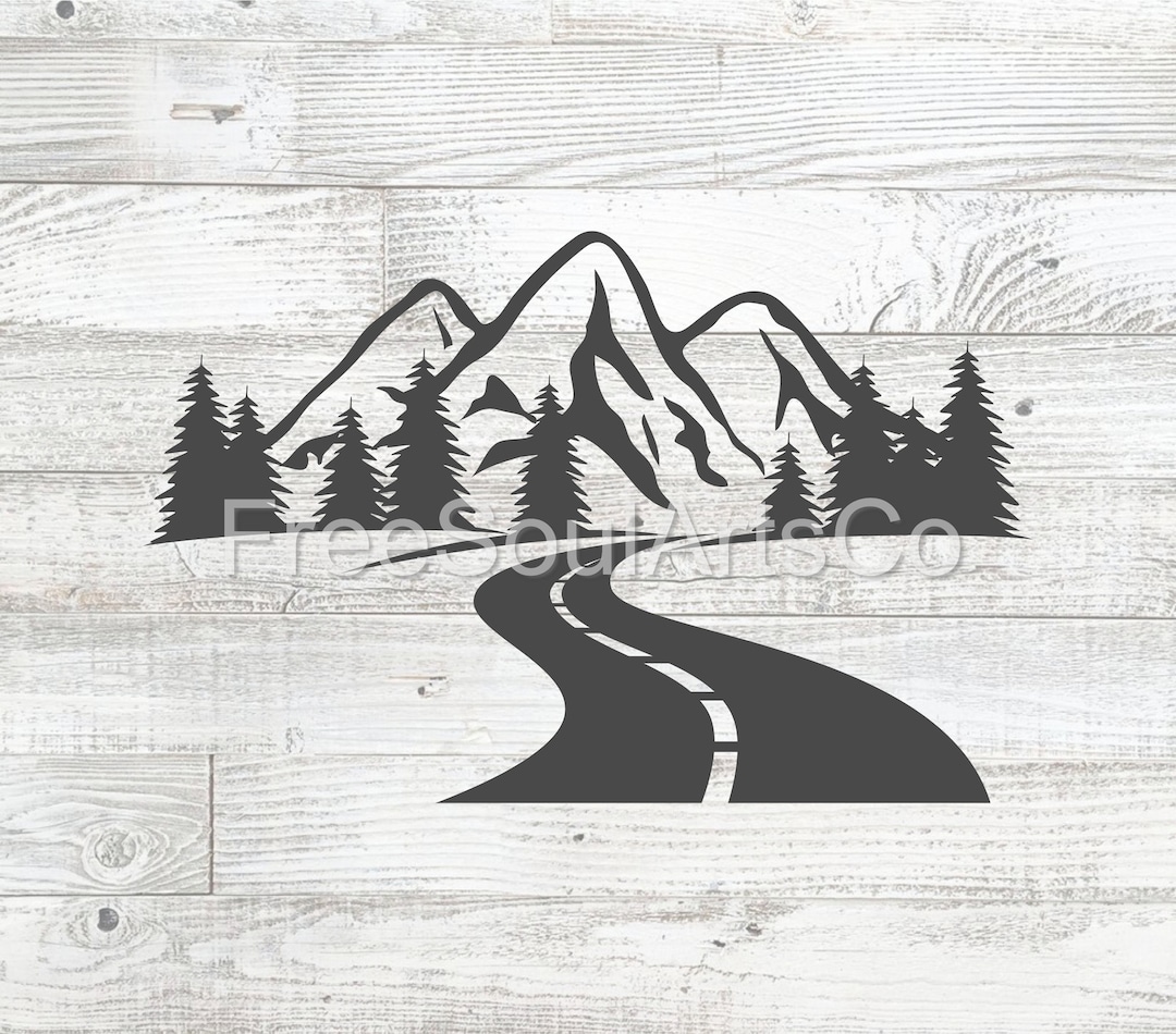 Highway in Mountains Svg. Forest Road Svg. Mountains Landscape Svg ...