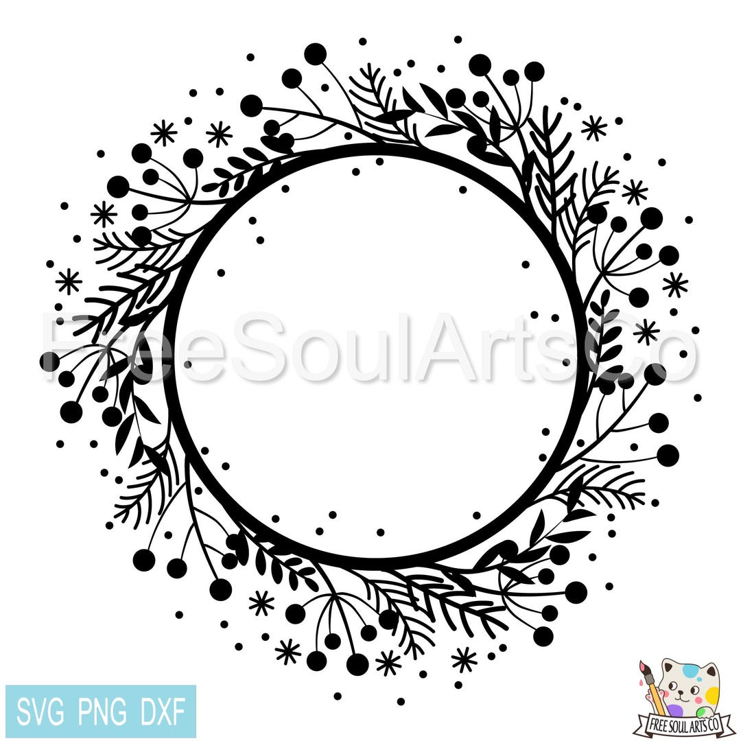 Christmas Winter Wreath Svg. Floral Wreath Svg. Decorative Frame With ...