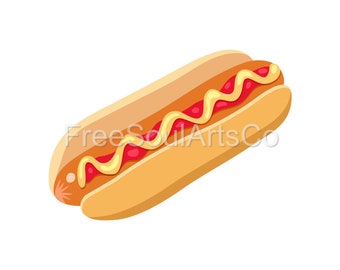 Watercolor American Hotdog Clipart Bundle Hotdog PNG Fast Food Digital ...
