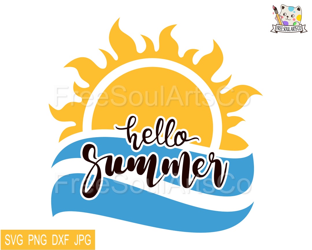 Hello Summer Svg. Summer Sun Beach Ocean Waves Svg. Summer Saying Svg ...