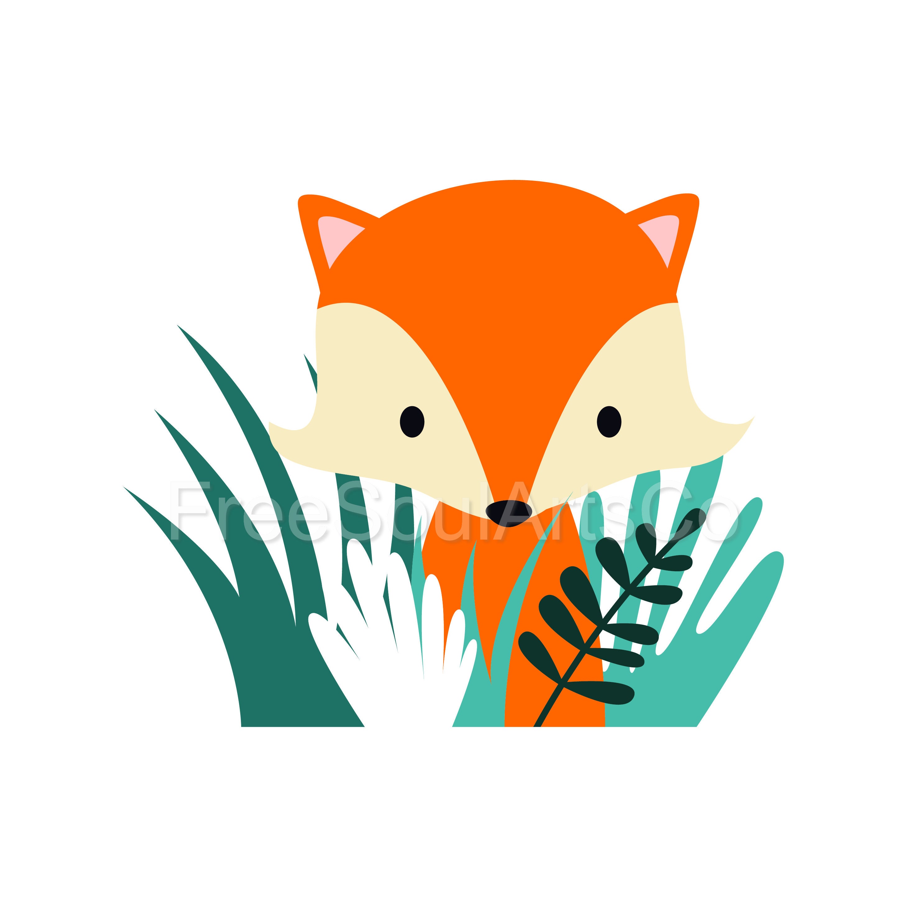 Vos Svg. Schattige Baby Vos Svg. Vos Plant Gras Bloemen Svg. - Etsy ...