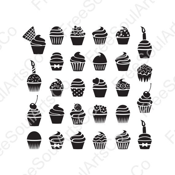 Birthday Cupcake Clipart Black And White
