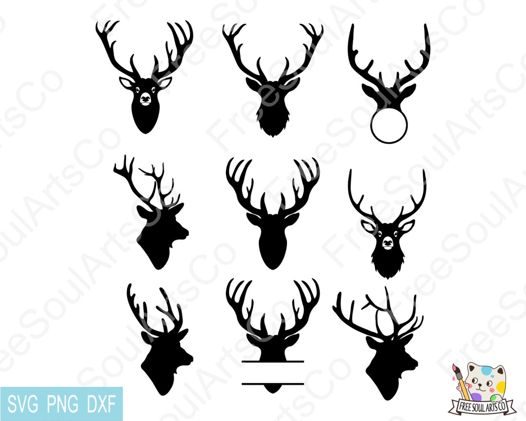 Deer Head Svg Bundle. Deer Svg. Deer Monogram Name Split Svg. Deer ...