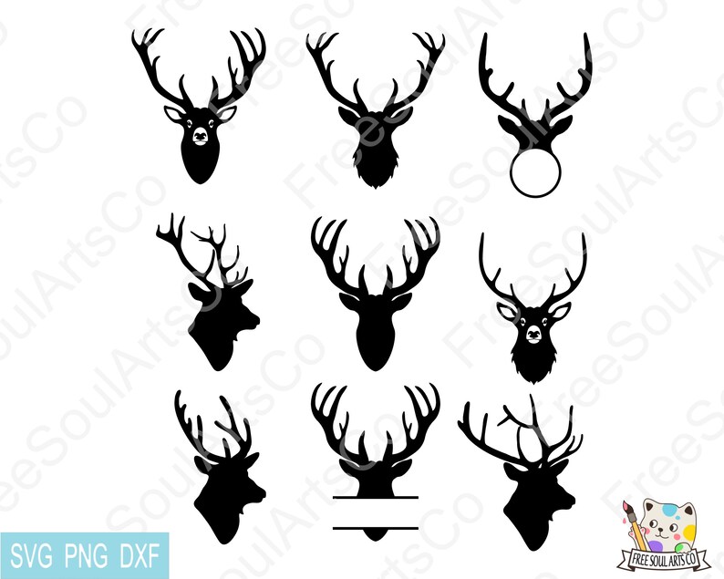 Deer Head Svg Bundle. Deer Svg. Deer Monogram Name Split Svg. Deer ...
