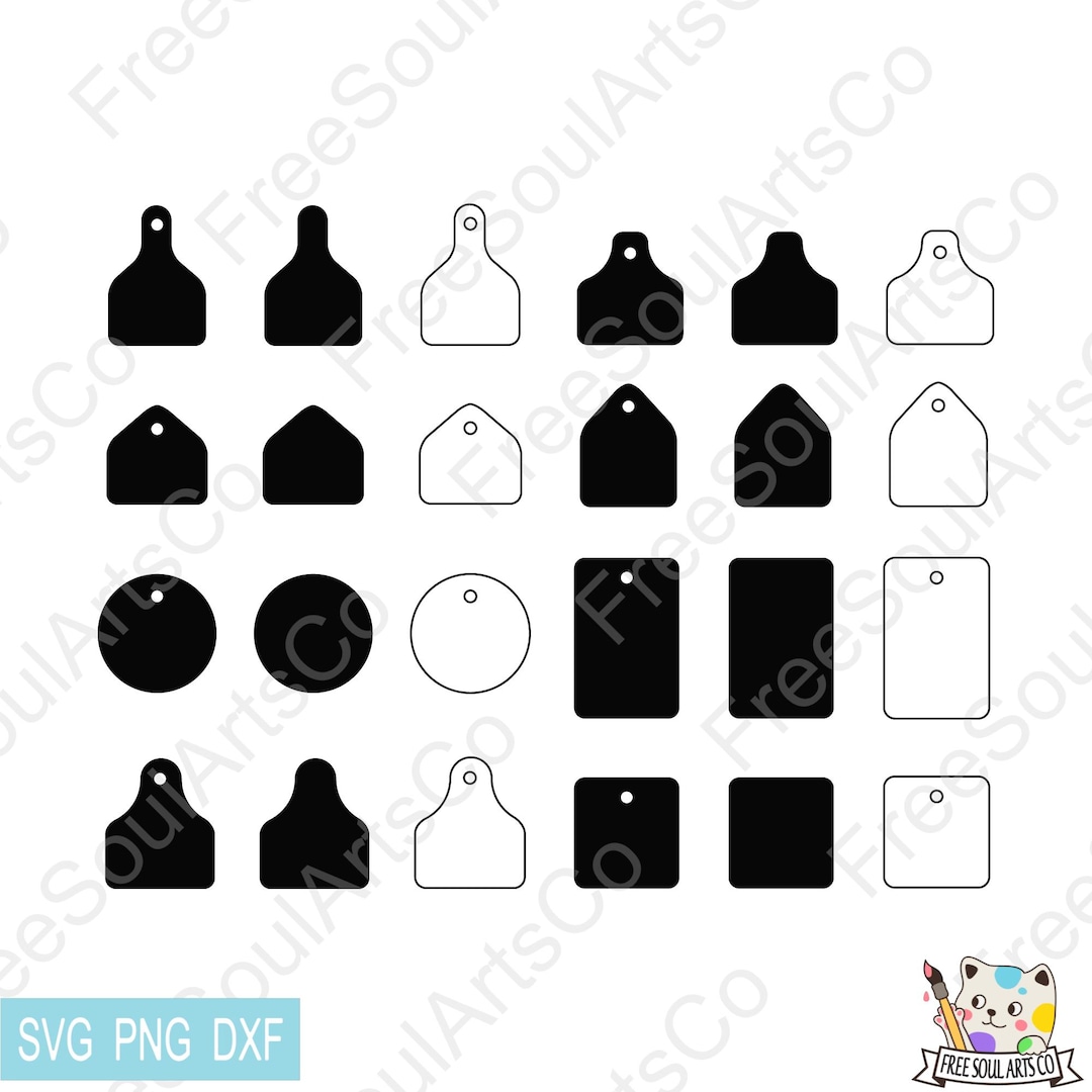 Cow Tag Svg Bundle. Cow Ear Tag Svg. Cow Tag Outline, Silhouette ...