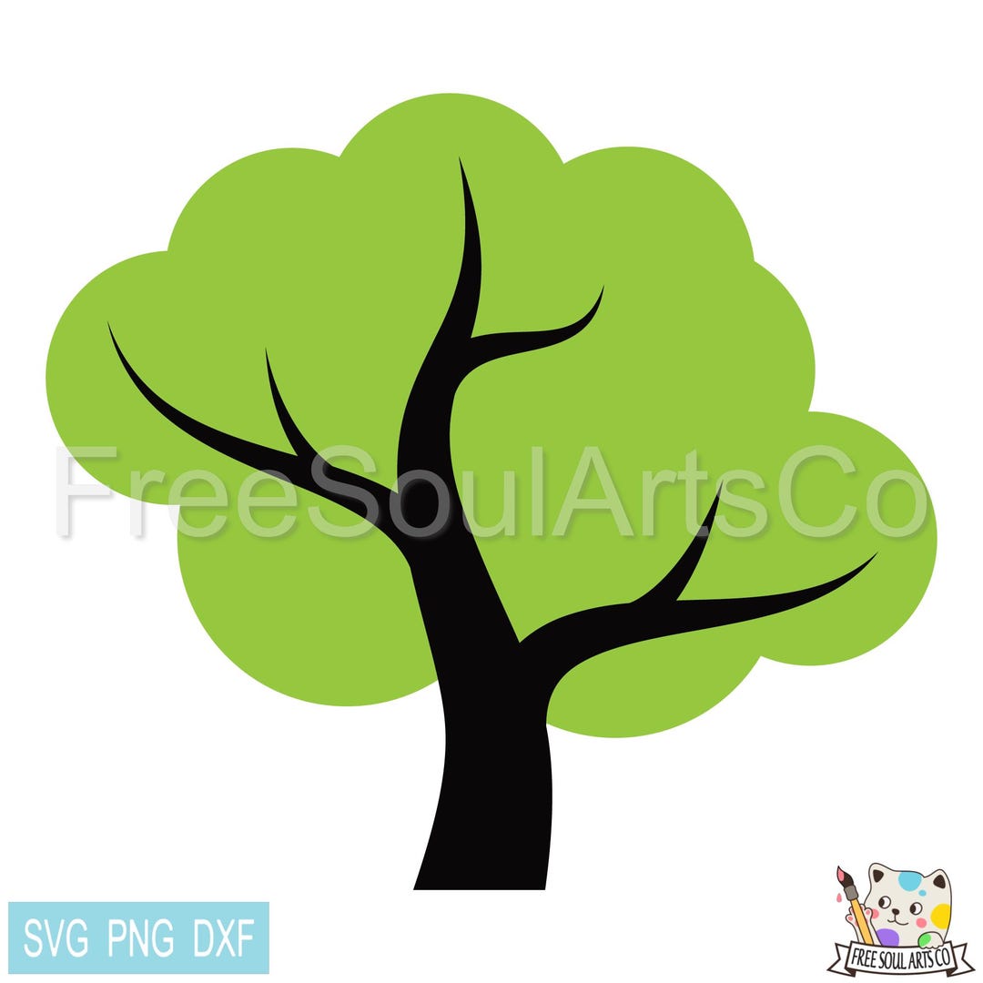 Tree Svg. Tree Png. Green Cartoon Oak Tree. Simple Tree. Flat ...