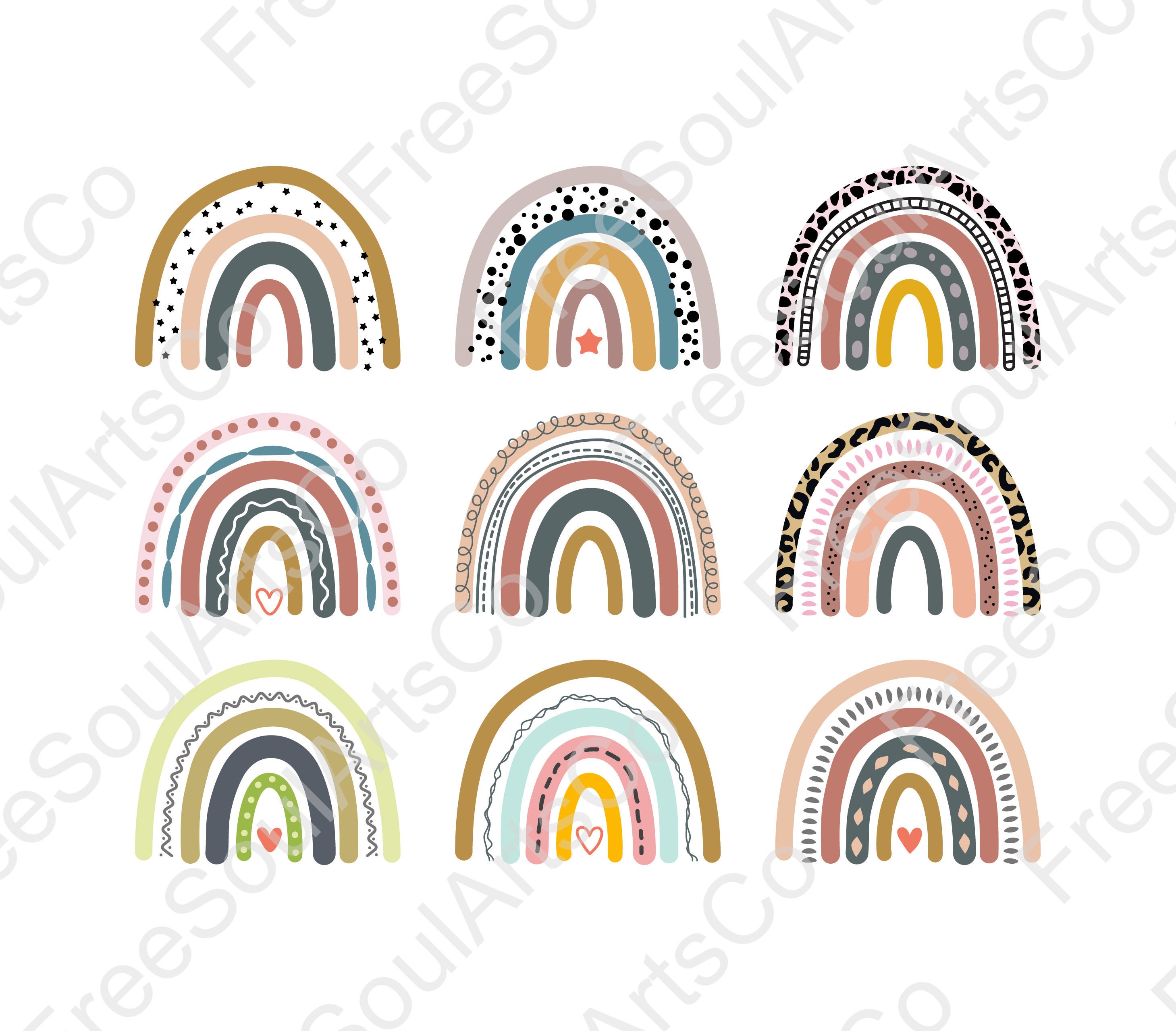 Boho Rainbow Svg Bundle. Rainbow Svg. Pastel Rainbow Svg. Boho - Etsy