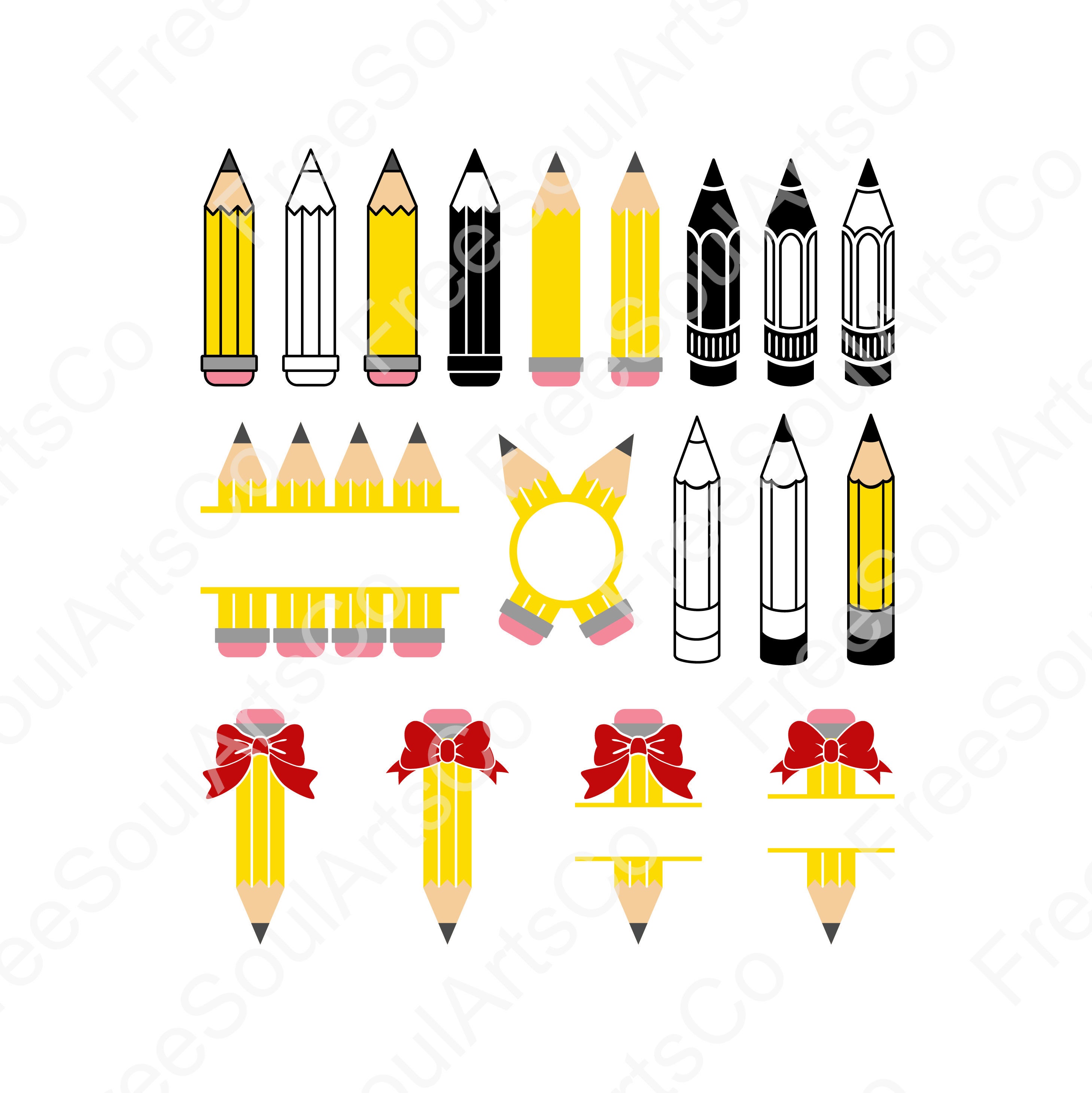 Lápiz Svg. Lápiz escolar Svg. Lápiz con arco Svg. Lápiz - Etsy México