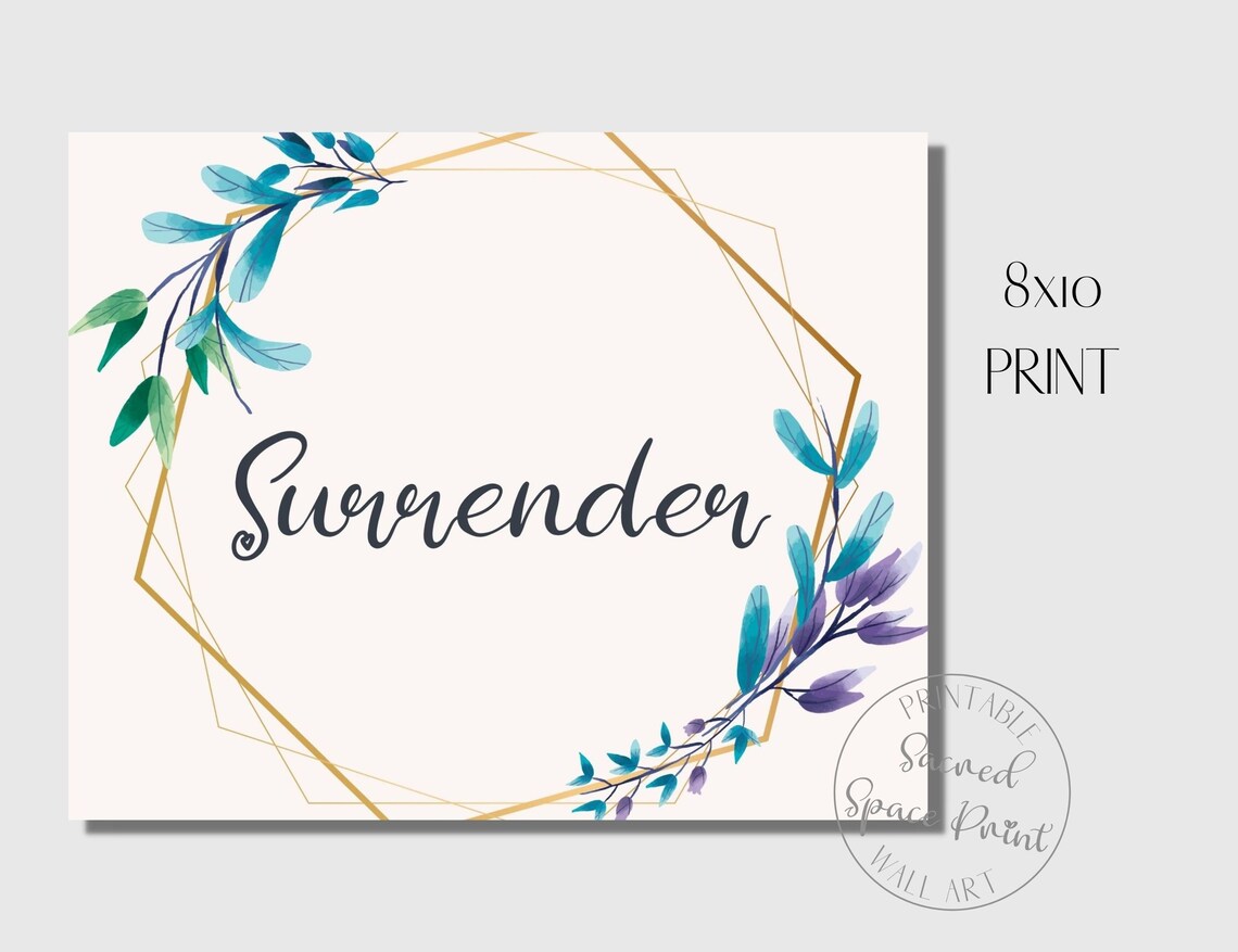 Surrender, Wall Art, Wall Decor, Home Decor, Printable, God, Christian ...