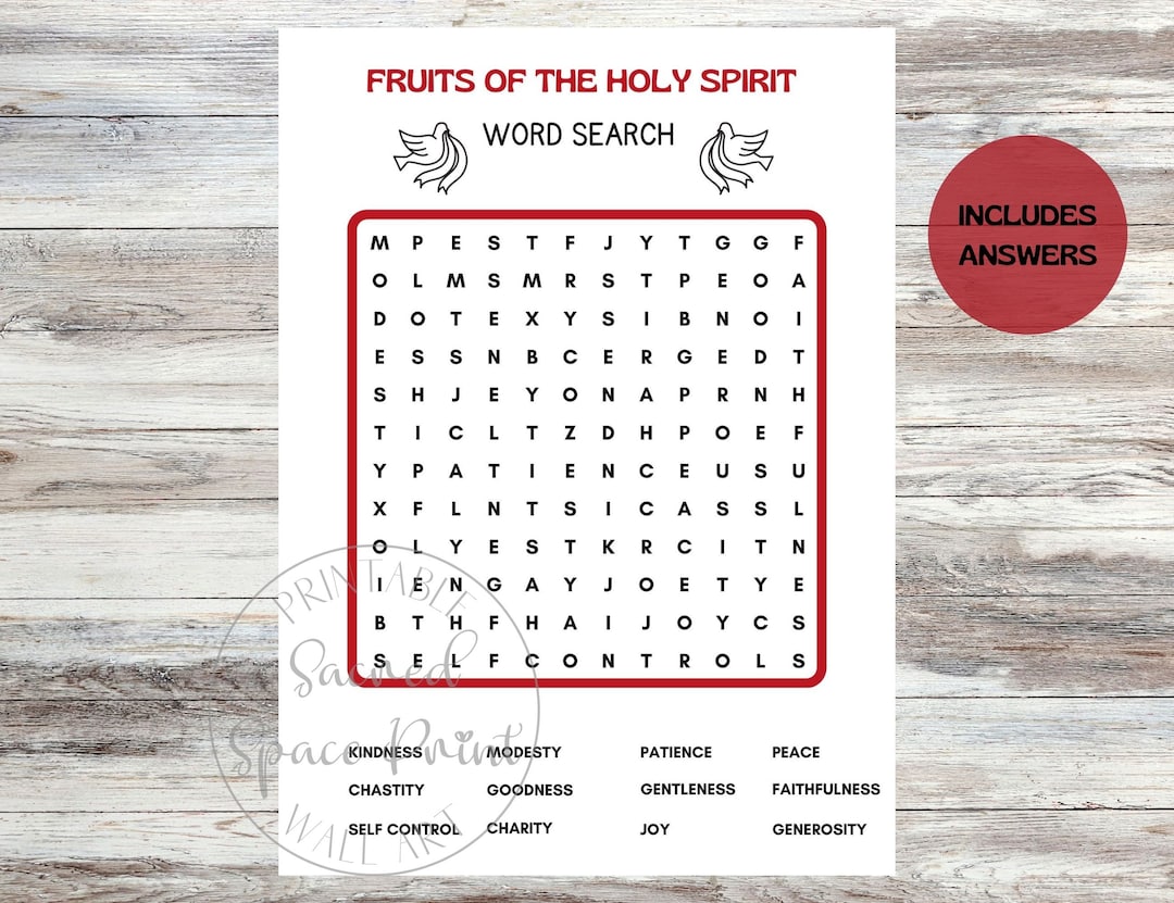 Word Search Game, Fruits of the Holy Spirit, Word Search, Games for ...