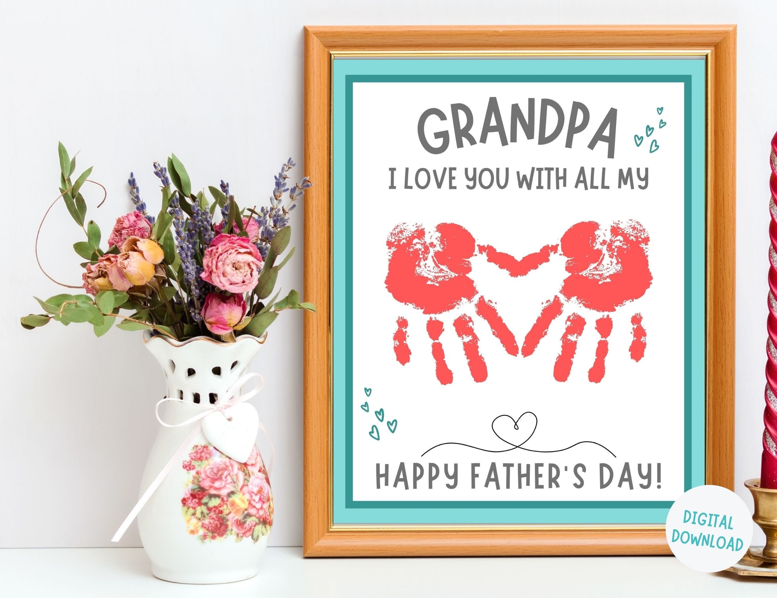 Handprint Art Gift for Grandpa, Gift for Grandpa, DIY Kid Craft, Baby ...