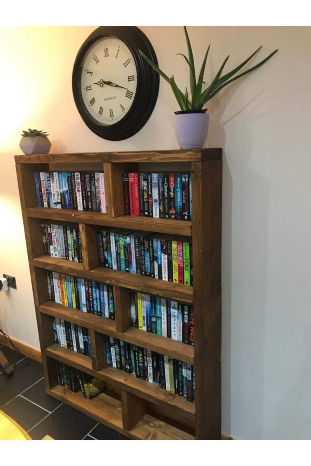 Customizable Solid Wood Bookcase - Wooden Rustic Design Bookshelf ...