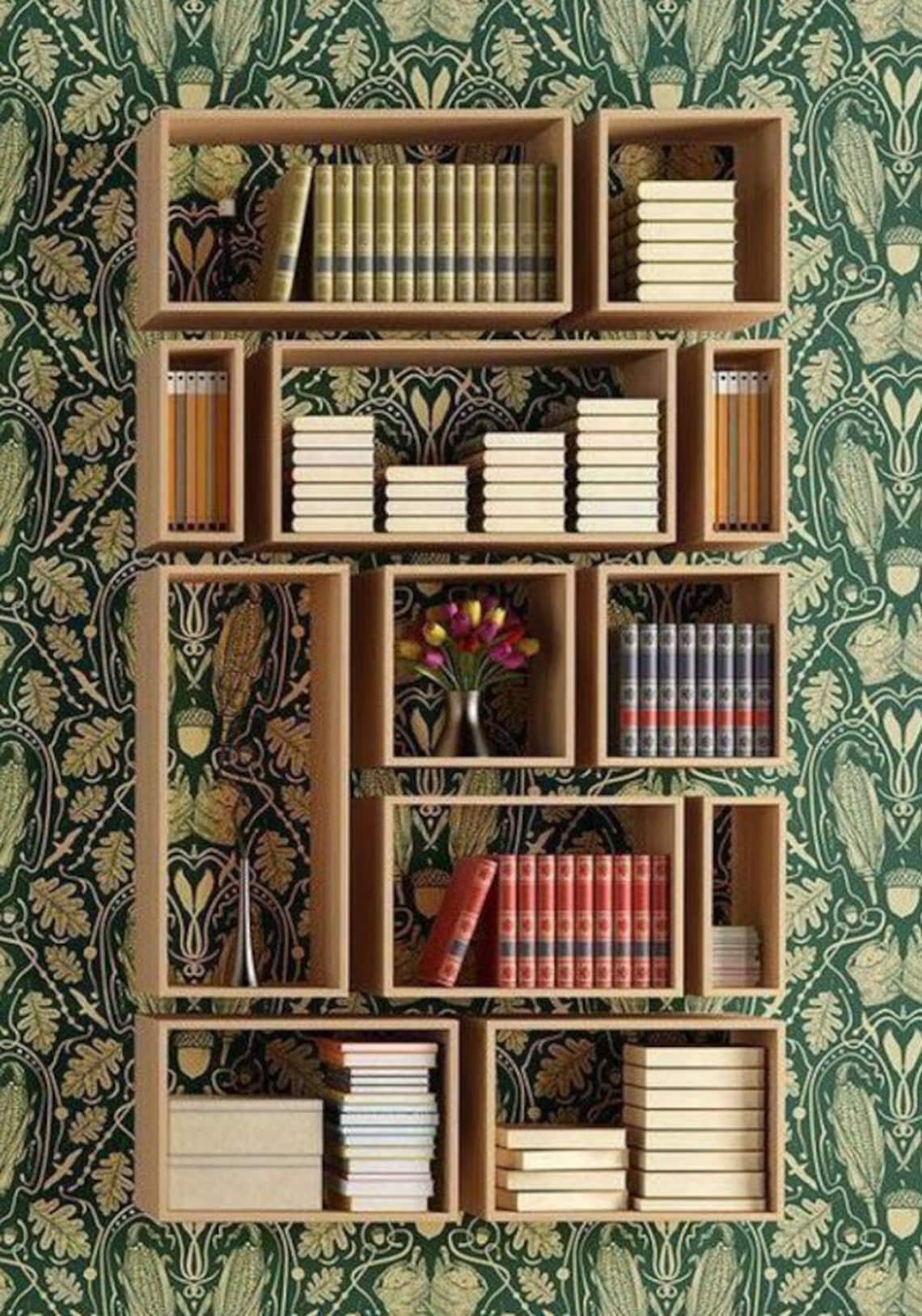 Customizable Design Bookshelf Decorative Wooden Bookcase - Etsy