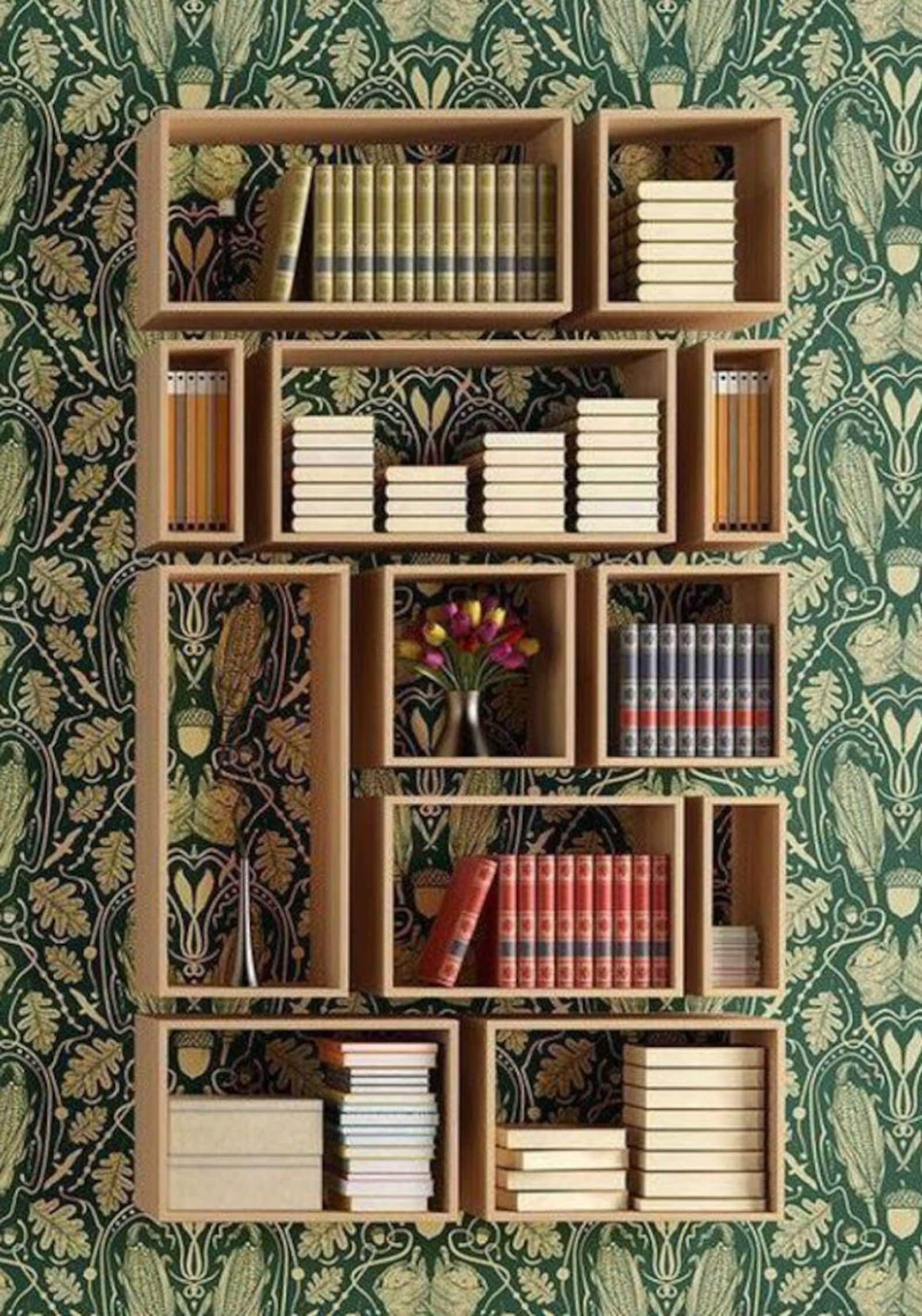 Customizable Design Bookshelf Decorative Wooden Bookcase - Etsy