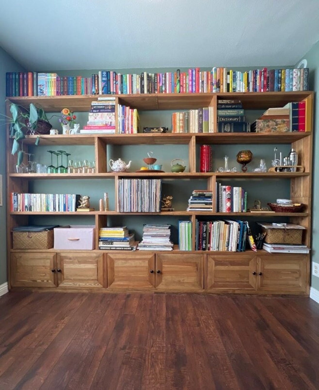 Customizable Solid Wood Bookcase: Rustic Pine/spruce Library - Custom ...