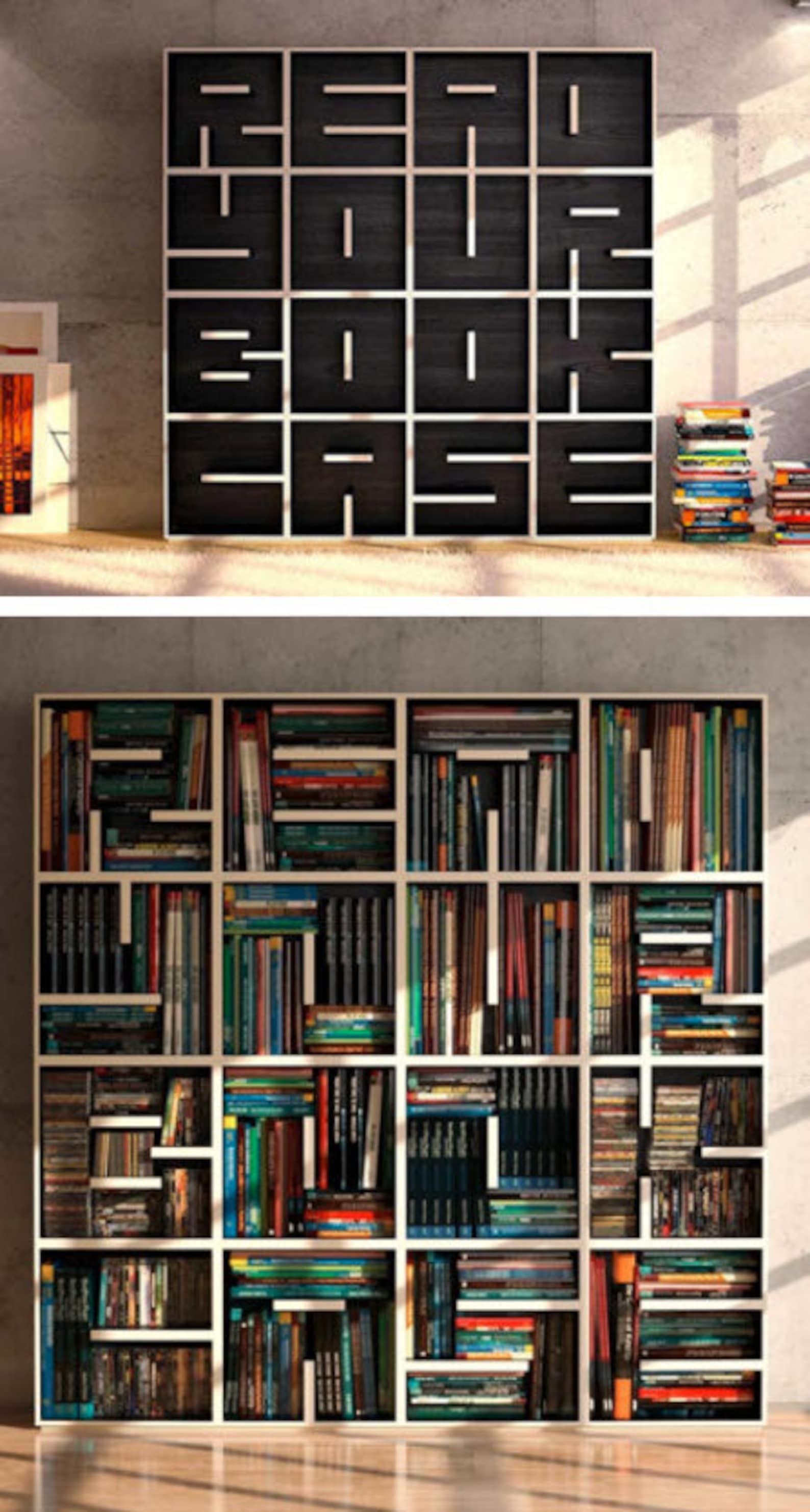 Customizable Design Bookshelf Decorative Wooden Bookcase - Etsy