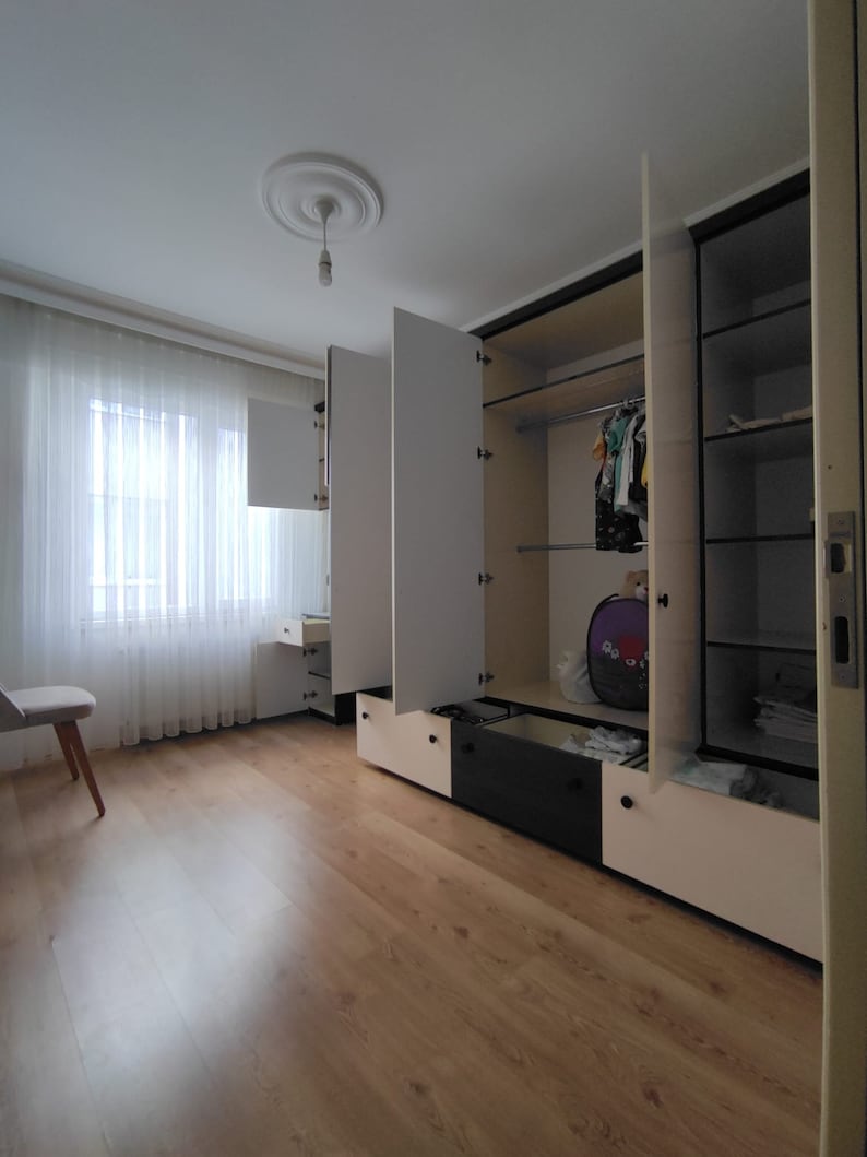 Custom Large MDF Wardrobe With Desk: Modern Bedroom Furniture Set - Etsy