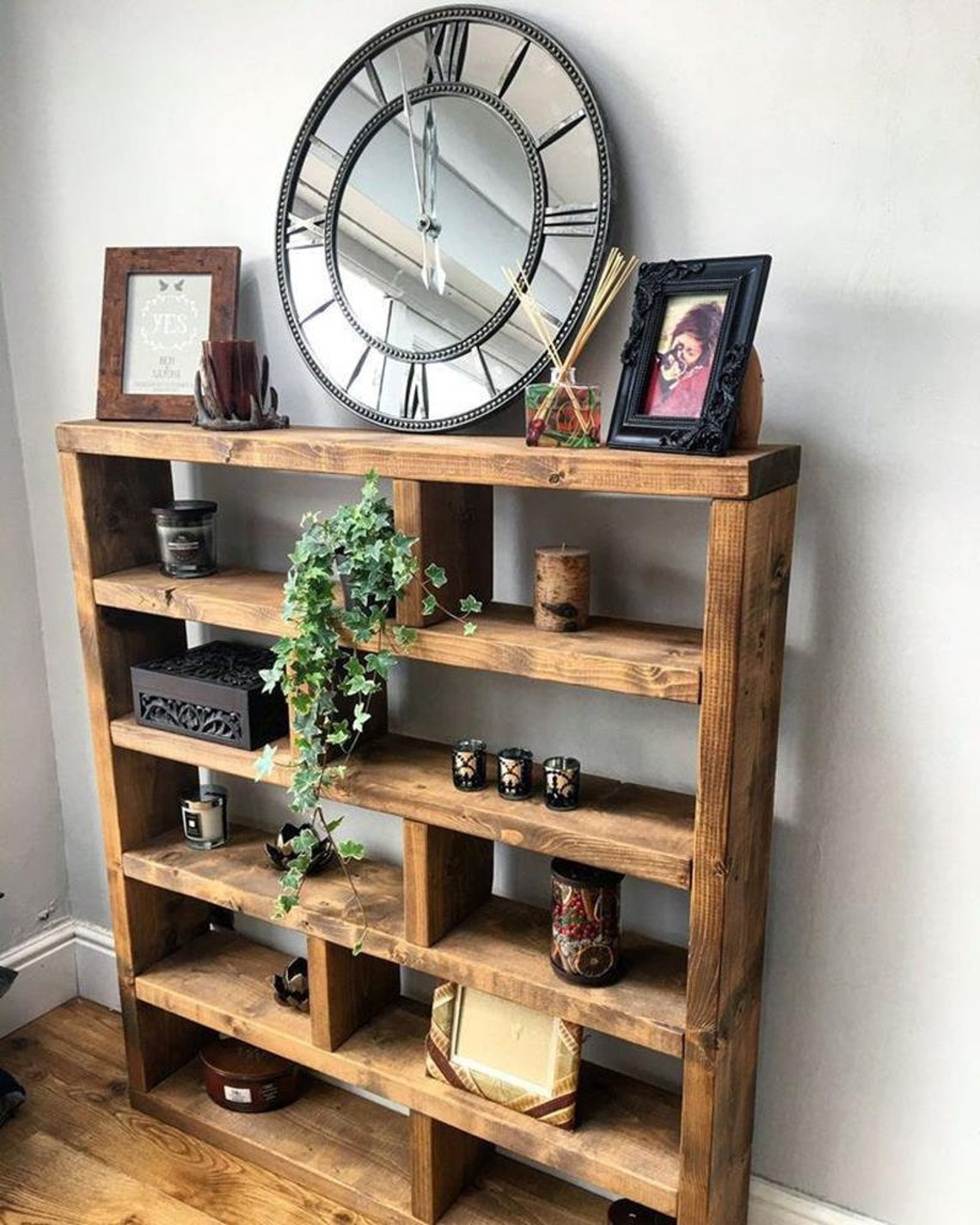Customizable Solid Wood Bookcase Wooden Rustic Design - Etsy