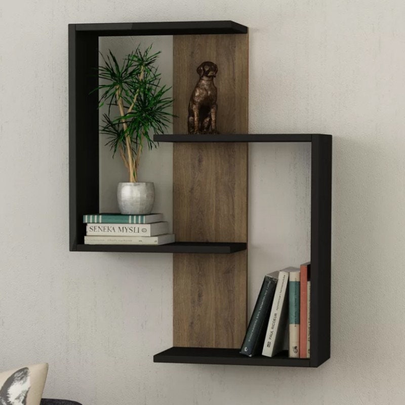 Modern Wall Mounted Rack Wooden Decorative Shelf Solid - Etsy