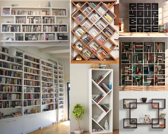 Customizable Design Bookshelf Decorative Wooden Bookcase - Etsy