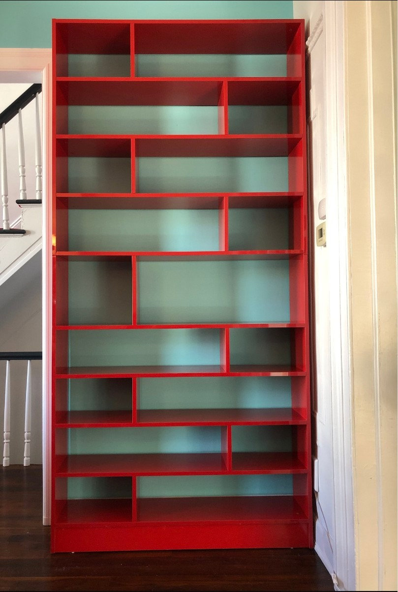 Design Red Bookcase - Customizable Wooden Library - Decorative Large ...