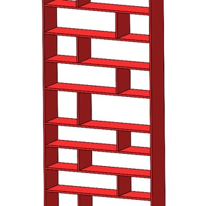 Design Red Bookcase - Customizable Wooden Library - Decorative Large ...