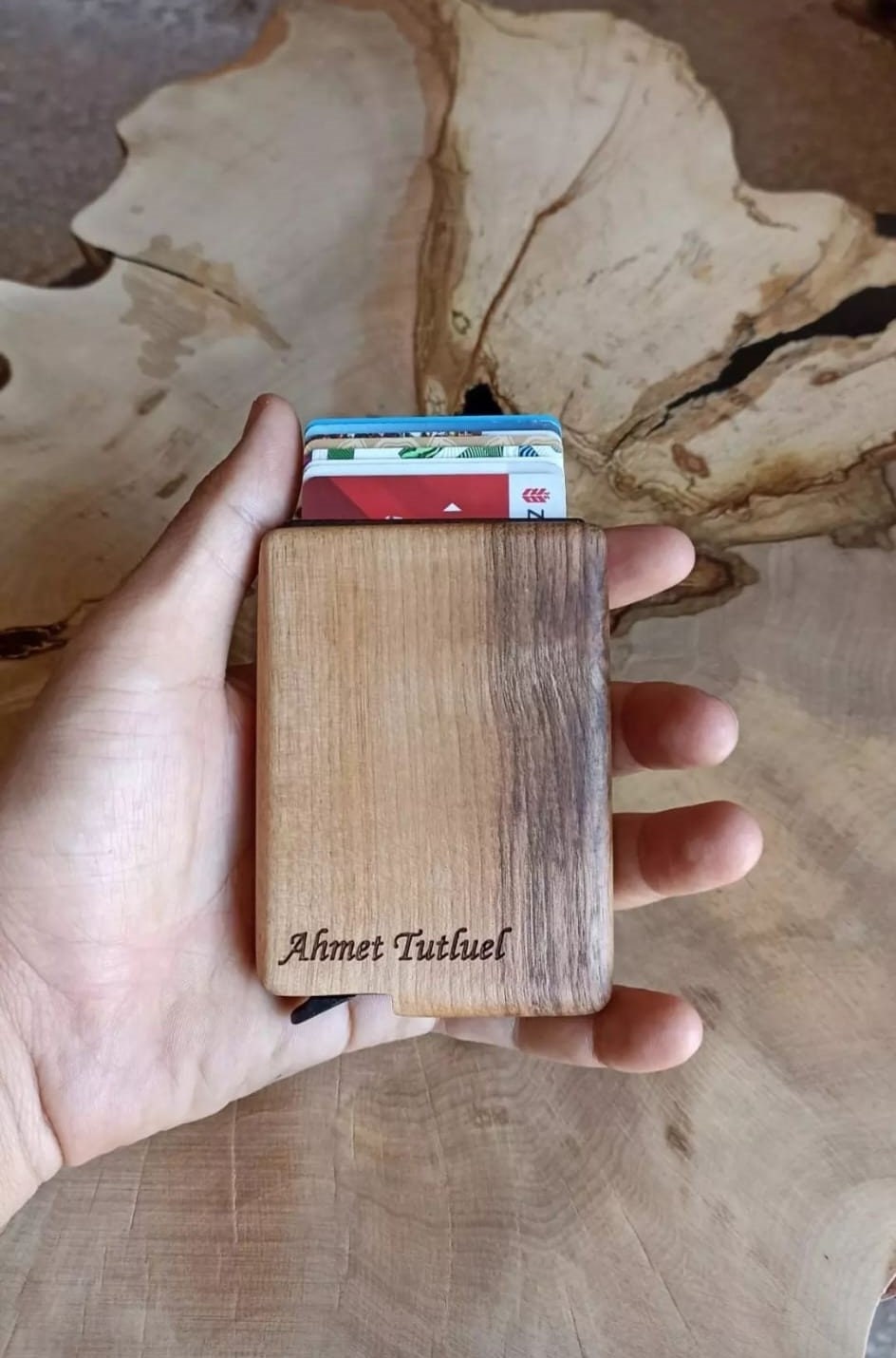 Solid Wood Card Holder Wooden Business Card Cases Custom - Etsy