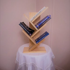Desktop Mini Bookcase - Solid Wood Tree Bookshelf - Decorative Small ...