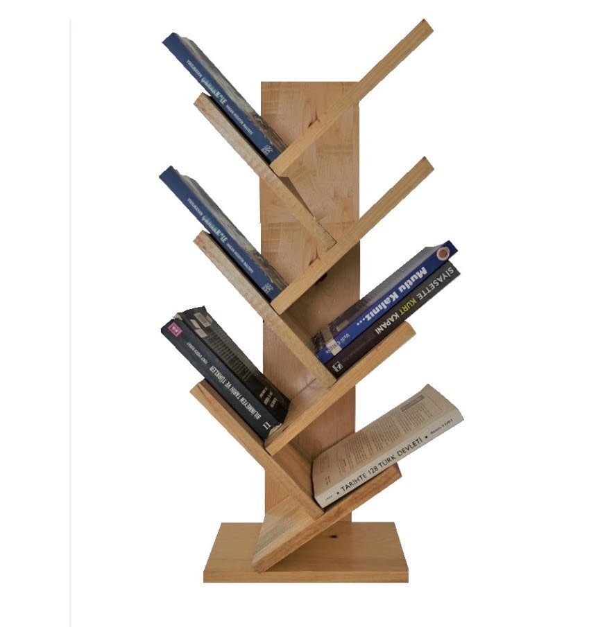 Desktop Mini Bookcase Solid Wood Tree Bookshelf Decorative - Etsy