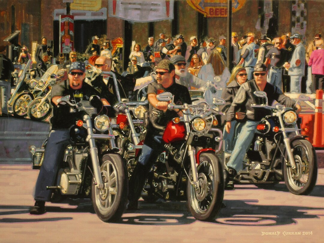 Bad Boys Bikers, Original Oil on Canvas, 18x24, Motorcycles, Harley ...