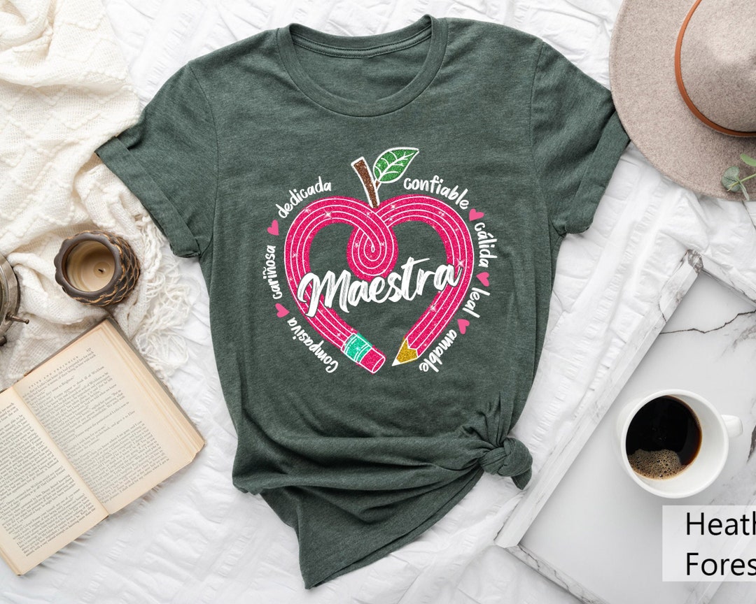 Maestra Shirts Spanish Teacher Tshirt Spanish Teacher Rainbow Pencil