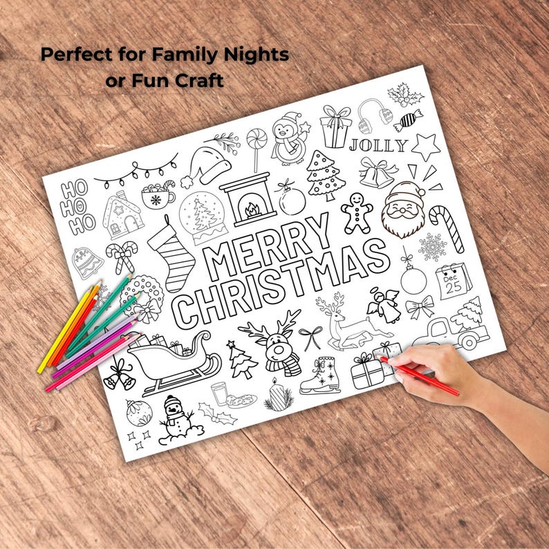 Christmas Coloring Poster: Large Festive Holiday Activity (digital ...