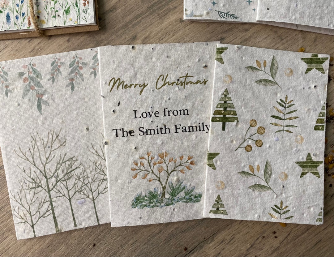 Personalised Christmas Plantable Seeded Cards, Merry Christmas, Pack of ...