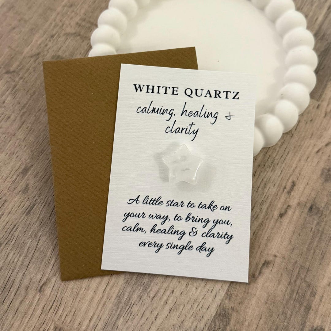 White Quartz Crystal Star on Poem Card | Token Gift | Keepsake | Worry ...