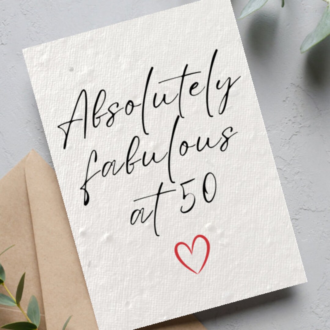 Fabulous at 50 Birthday Card, Big 50th Birthday, Fifty Birthday Card ...