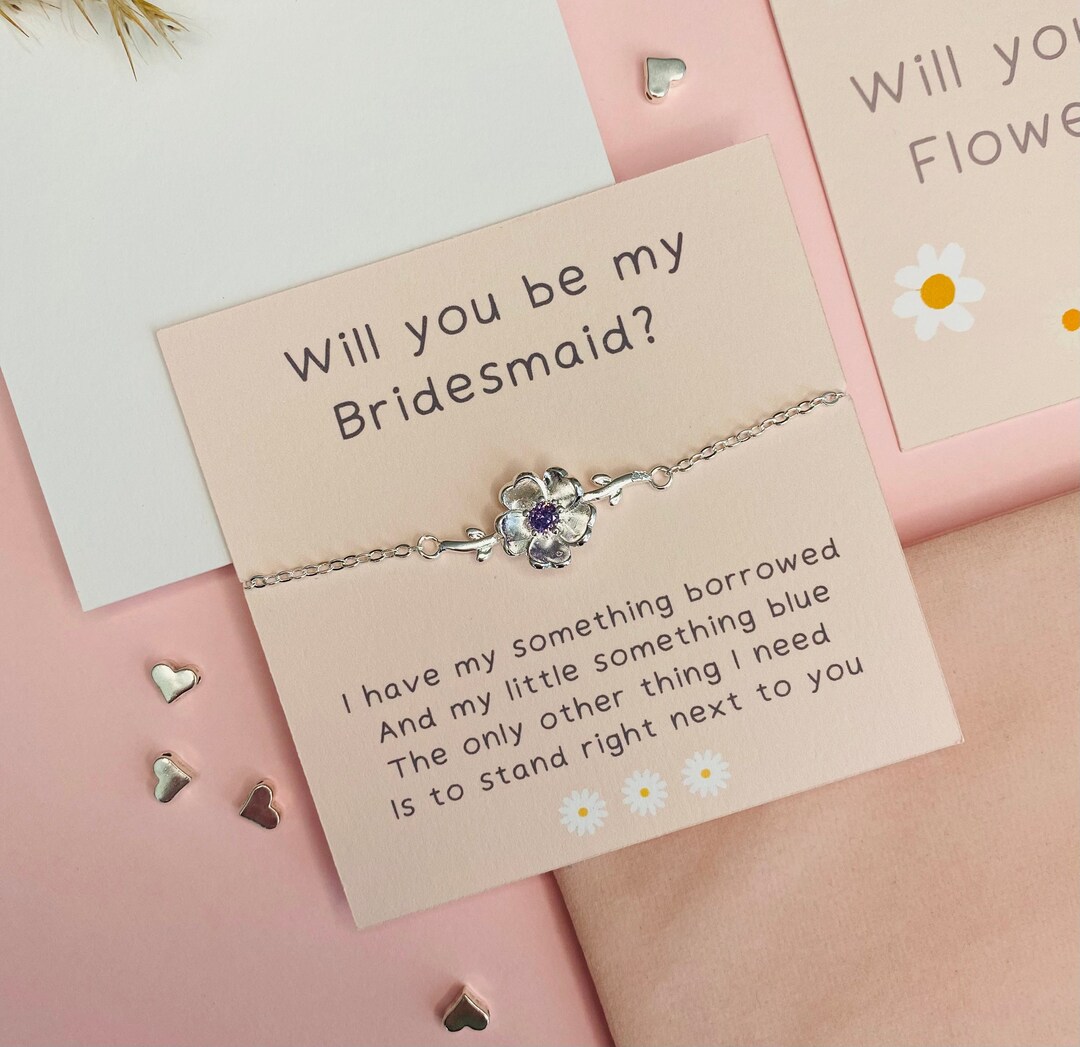 Bridesmaid Proposal Poem Card With Sterling Silver Bracelet - Sparkling ...