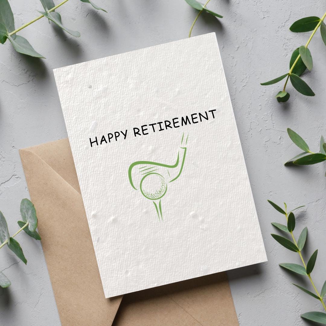 Plantable Retirement Card for Golfer, Golf Card, Male Retirement Card ...