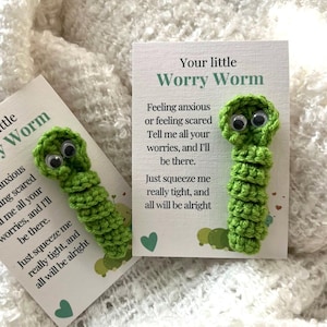 Worry Worm Crochet Pocket Hug Gift, Starting School, Separation Anxiety ...