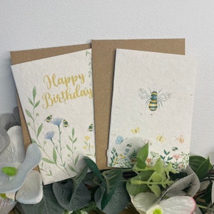 Plantable Seed Birthday Card Pack, Yellow Wildflower Bee Designs, 4 ...
