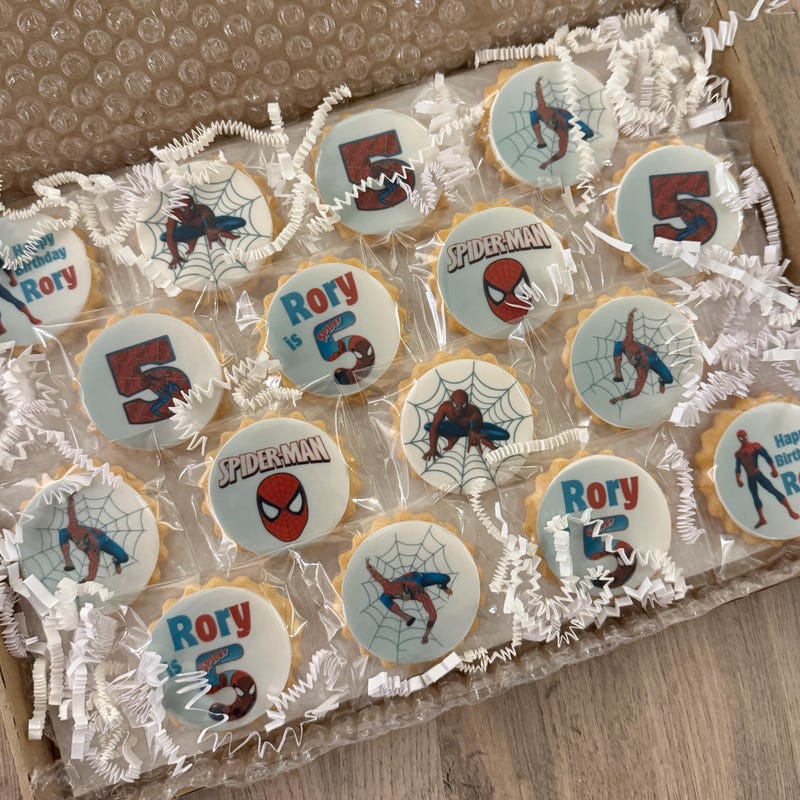 Spiderman Cookie Favours - Etsy UK