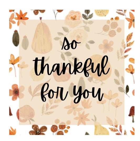 So Thankful for You Thanksgiving Cookie Tag, Thanksgiving Gift Tag, 2.5 ...