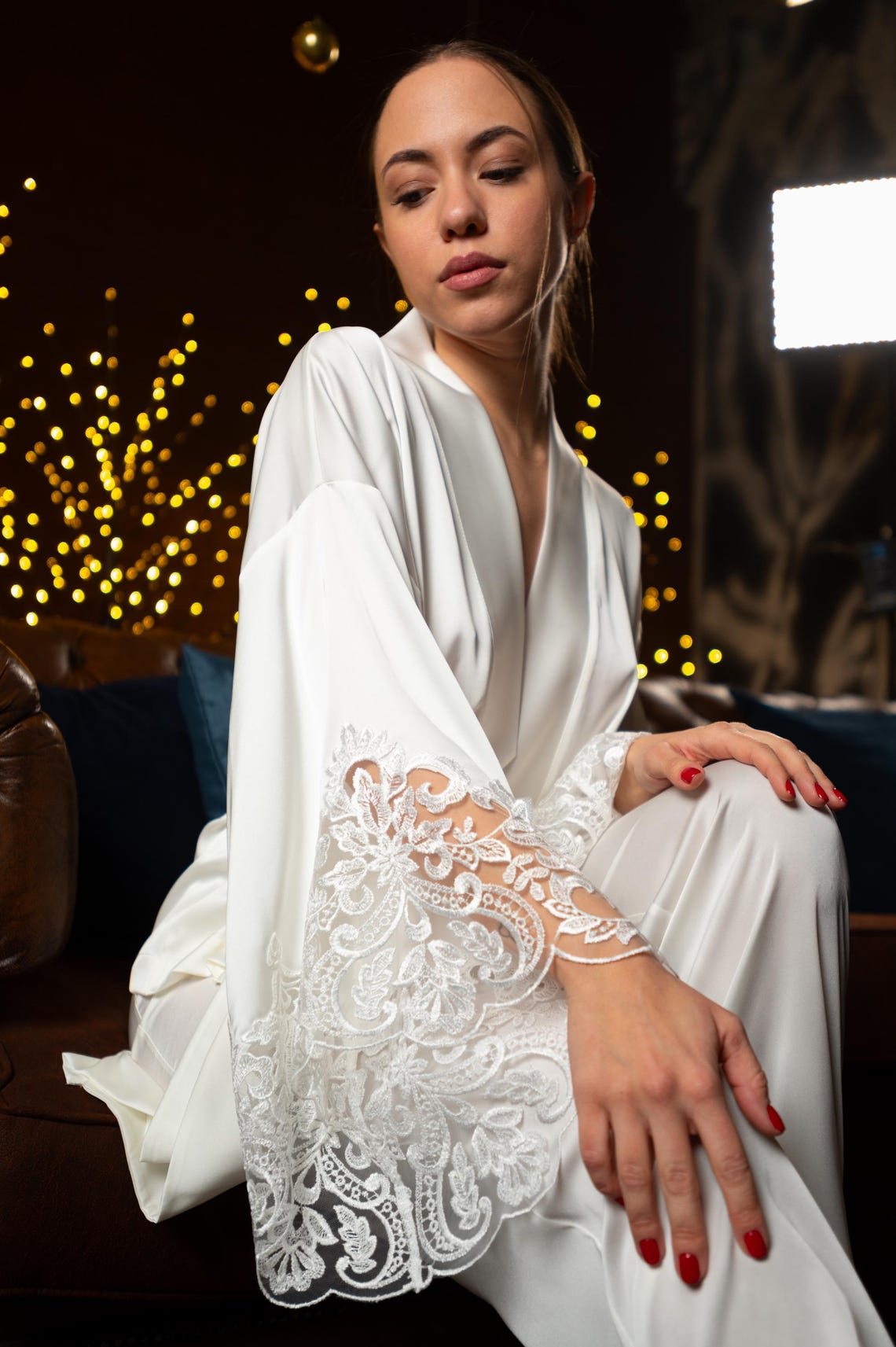 Silk Pajams Boudoir Lingeria Silk Pajamas for Women Lace Lingeria ...